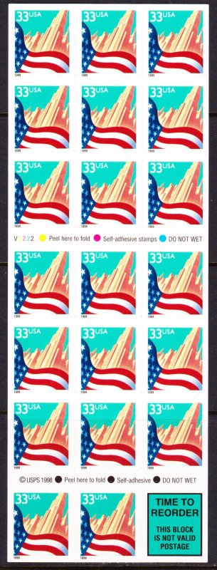 3278e MHN Booklet of 20, 33c Flag over Building, P#V121 * | United ...