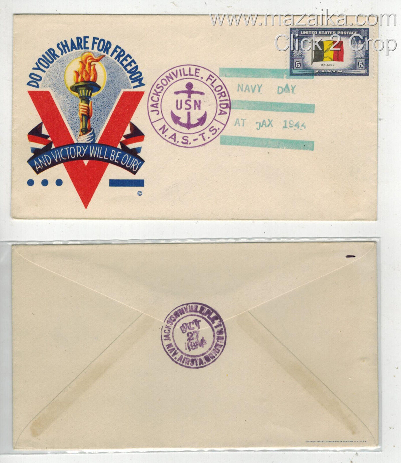 WW2 Staehle Patriotic 1944 Navy DAY Jacksonville Florida Rare Dual ...