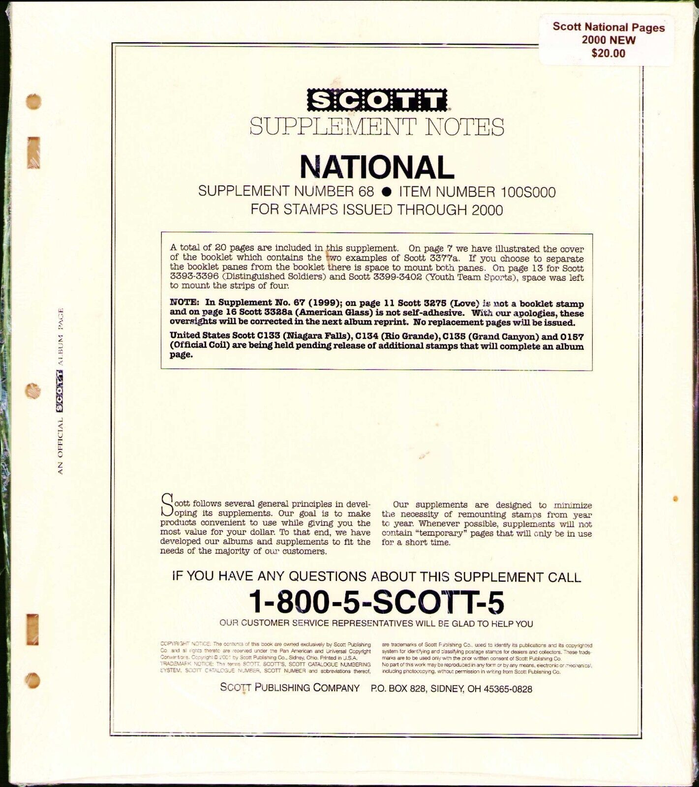 New USA 2020 Scott Stamp Album Supplement Pages National Number 88 ...
