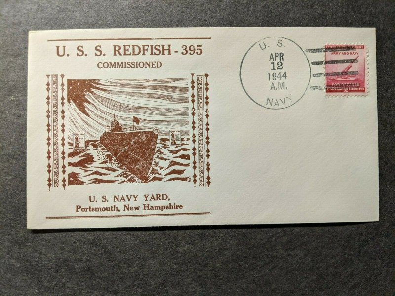 Submarine USS REDFISH SS-395 Naval Cover 1944 WWII COMMISSIONED Cachet ...