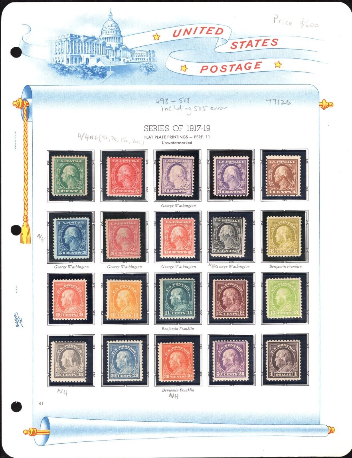 US Stamps #498-518,505 Mint OG H/4nh LOT #77126* | United States ...