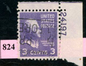 PKStamps - USA - 807 - Used - Plate Number Single #21-824 | United ...