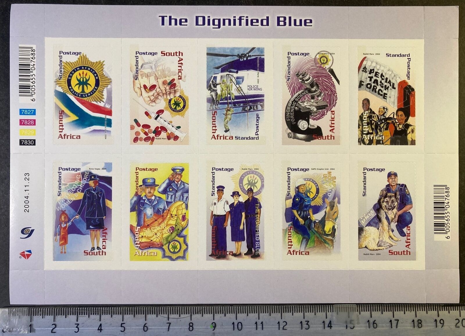 South Africa 2004 police SAPS dignified blue sheetl self-adhesive MNH ...