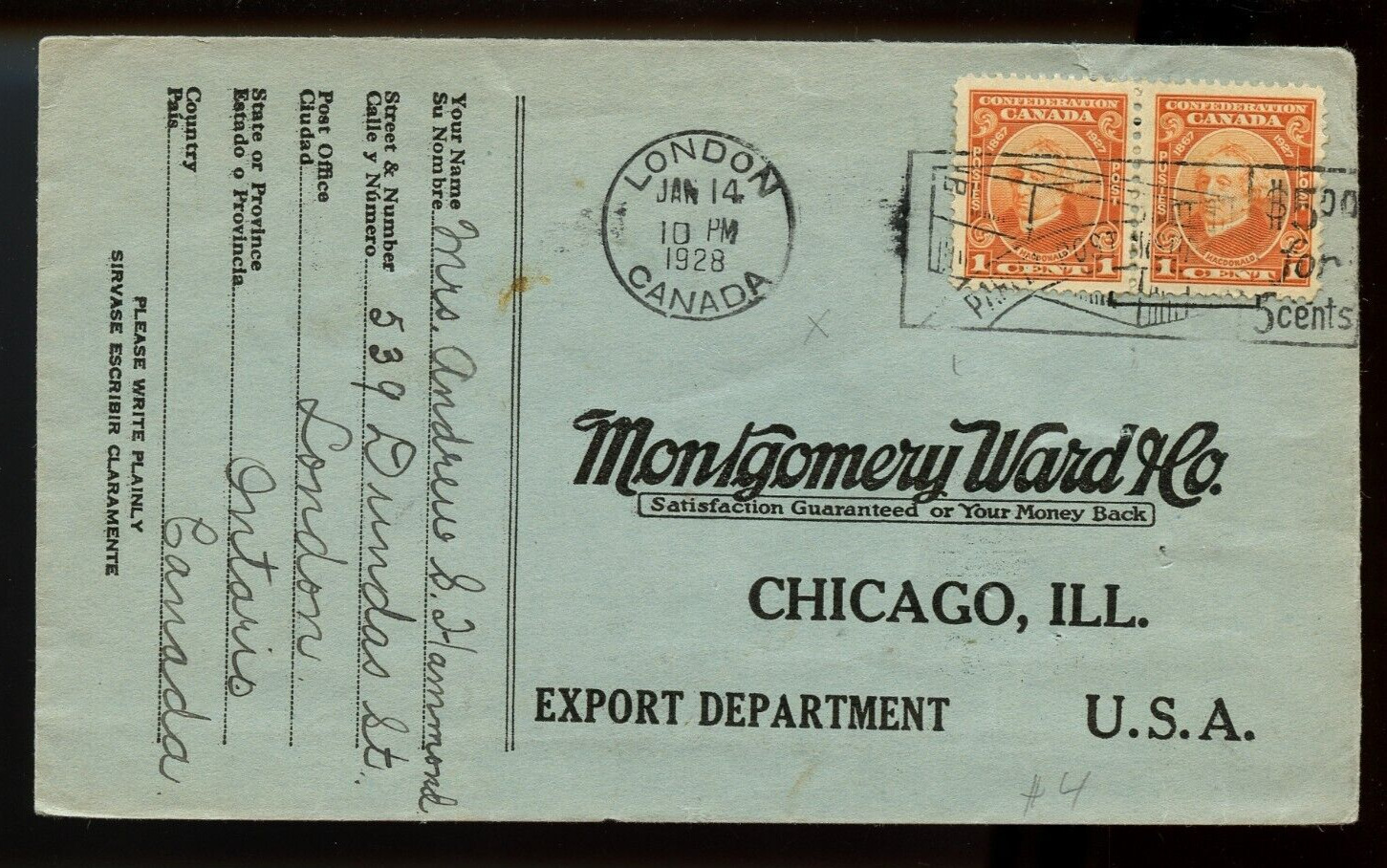 ?Montgomery Ward, Chicago ordering 1928 Confederation slogan cover ...
