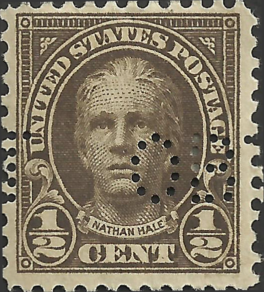 # 551 Mint Hinged Canal Zone Perf Initials Olive Brown Nathan Hale ...