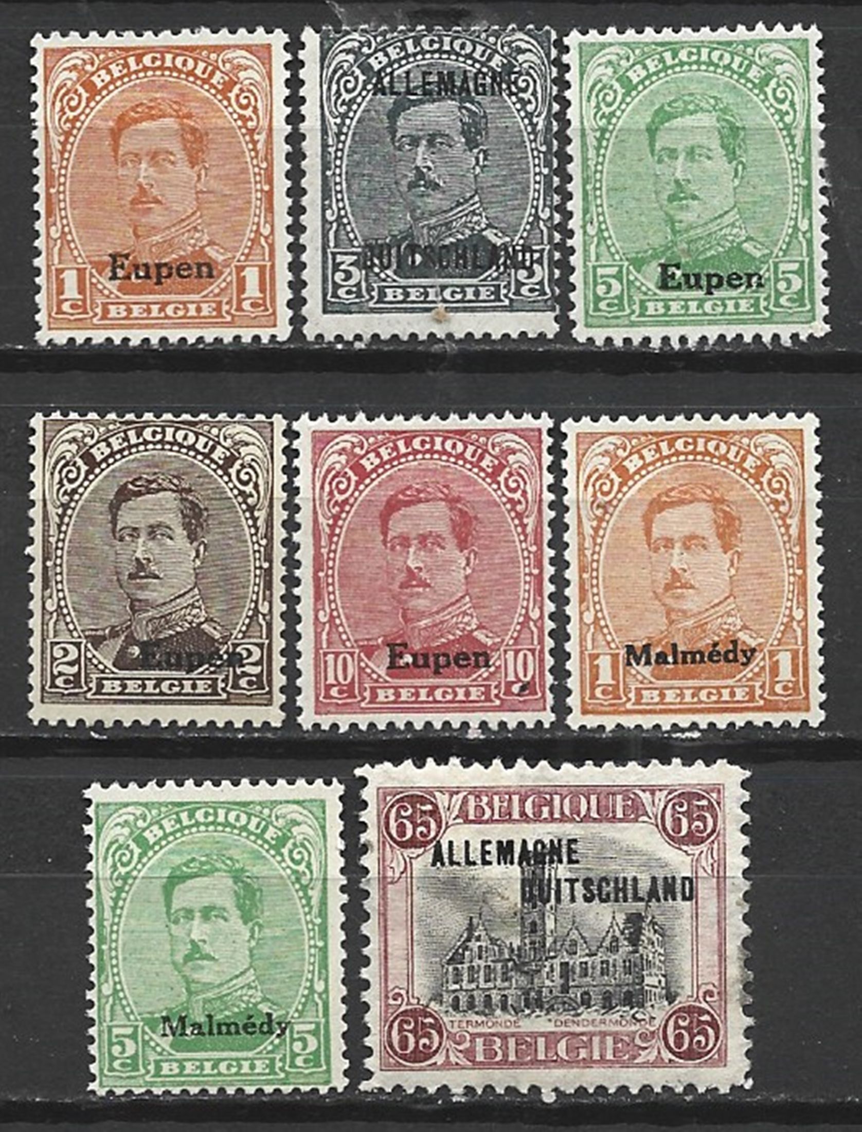 Collection LOT 15223 Germany Belgian Occupation 8 Unused AC Stamps 1920 ...