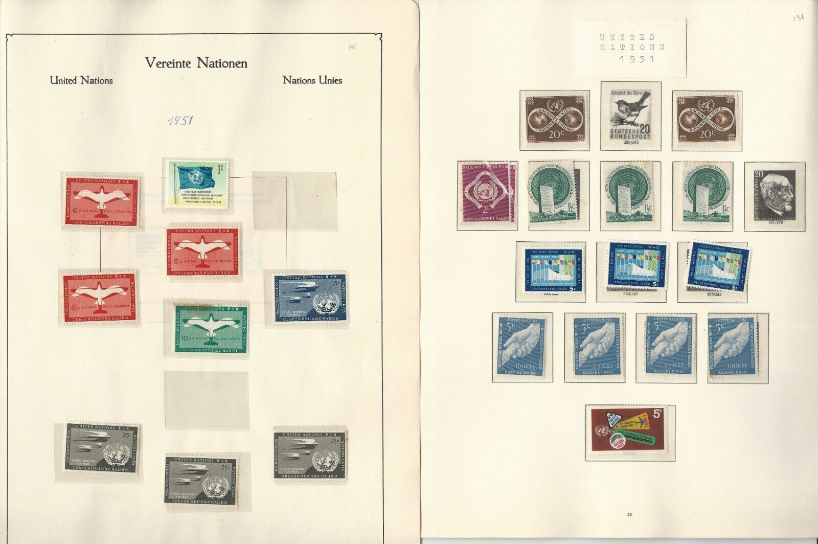 United Nations Stamp Collection on 22 KA-BE Pages, 1951-1969, JFZ ...