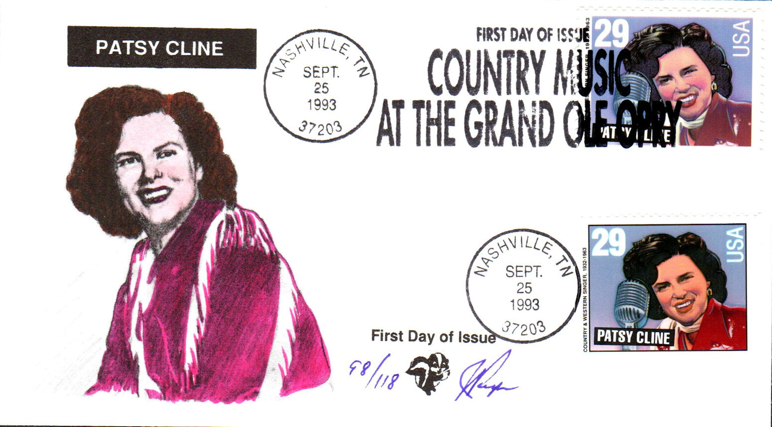 #2772//77 Patsy Cline Pugh FDC | United States, General Issue Stamp ...