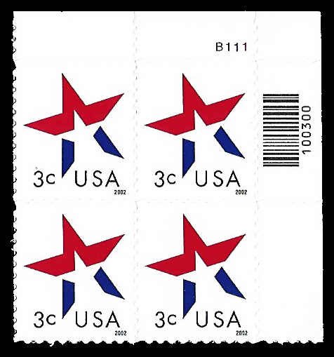 PCBstamps US #3614 PB 12c(4x3c)Star, (B111), MNH, (2a) | United States ...