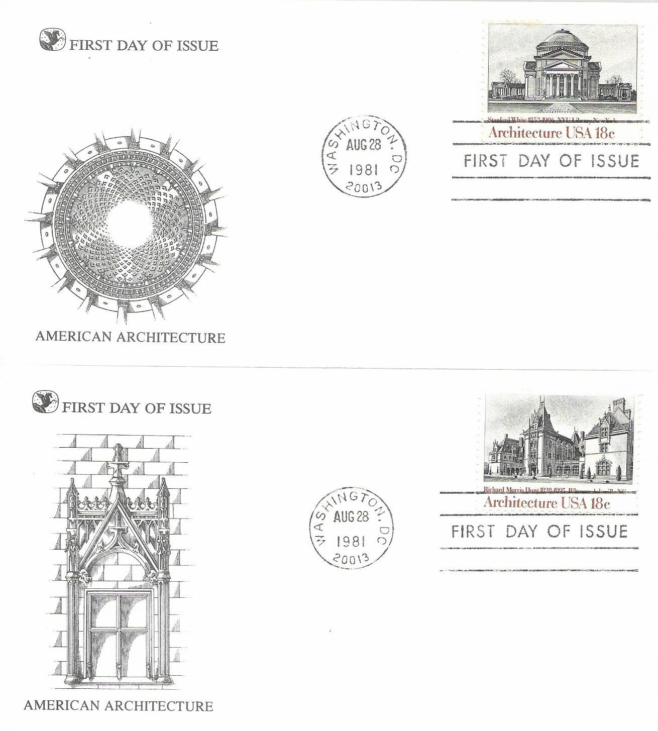1981 FDC, #1928-1931, 18c American Architecture, Reader's Digest (4 ...