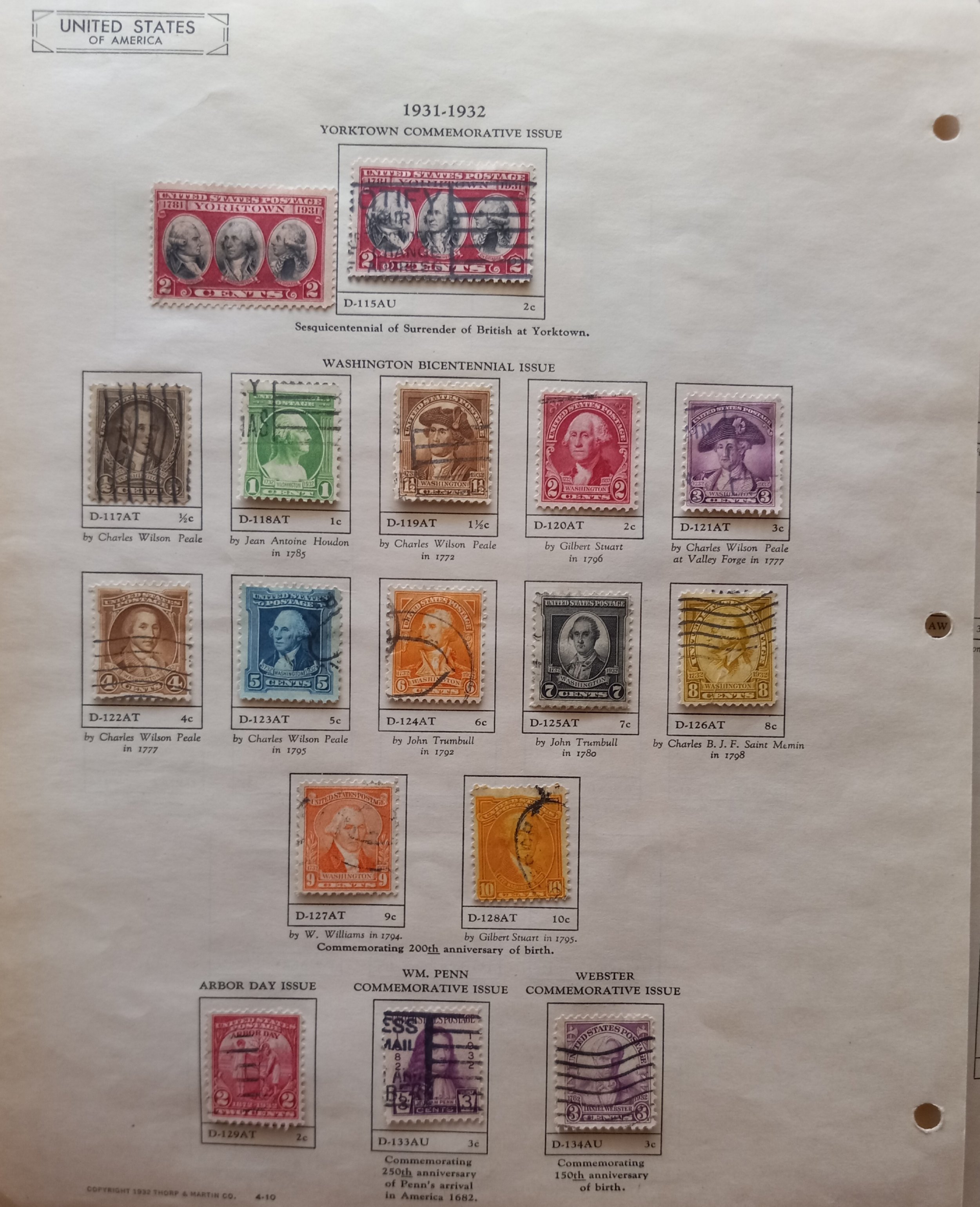 1930-1932 US Sc #684-725 Thorp & Martin Catalog Pgs 34 Used Stamps ...