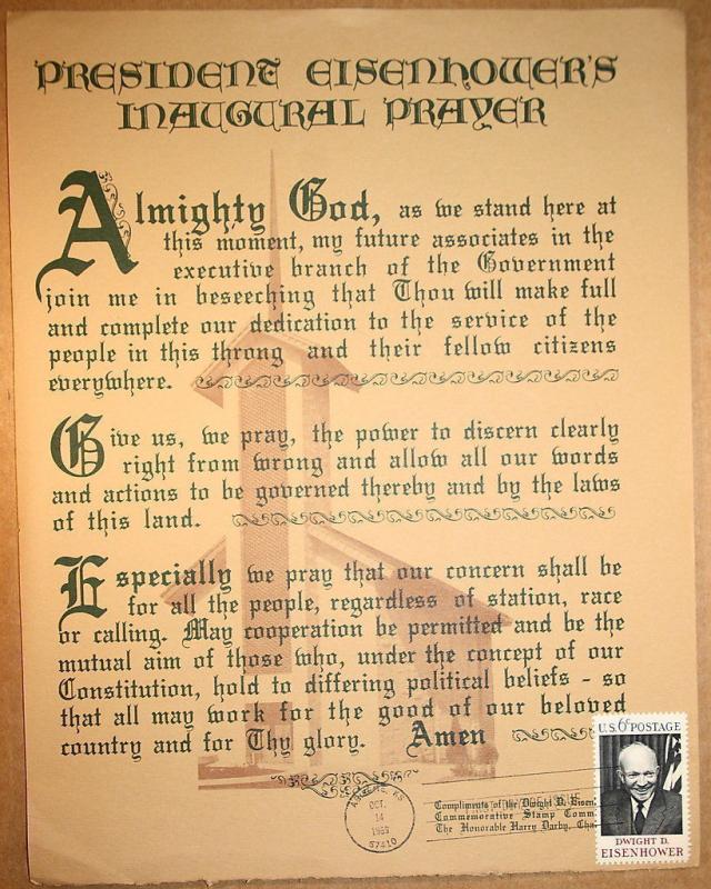 1969 Dwight D. Eisenhower Inaugural Prayer Large Format FDC Sc# 1383 ...