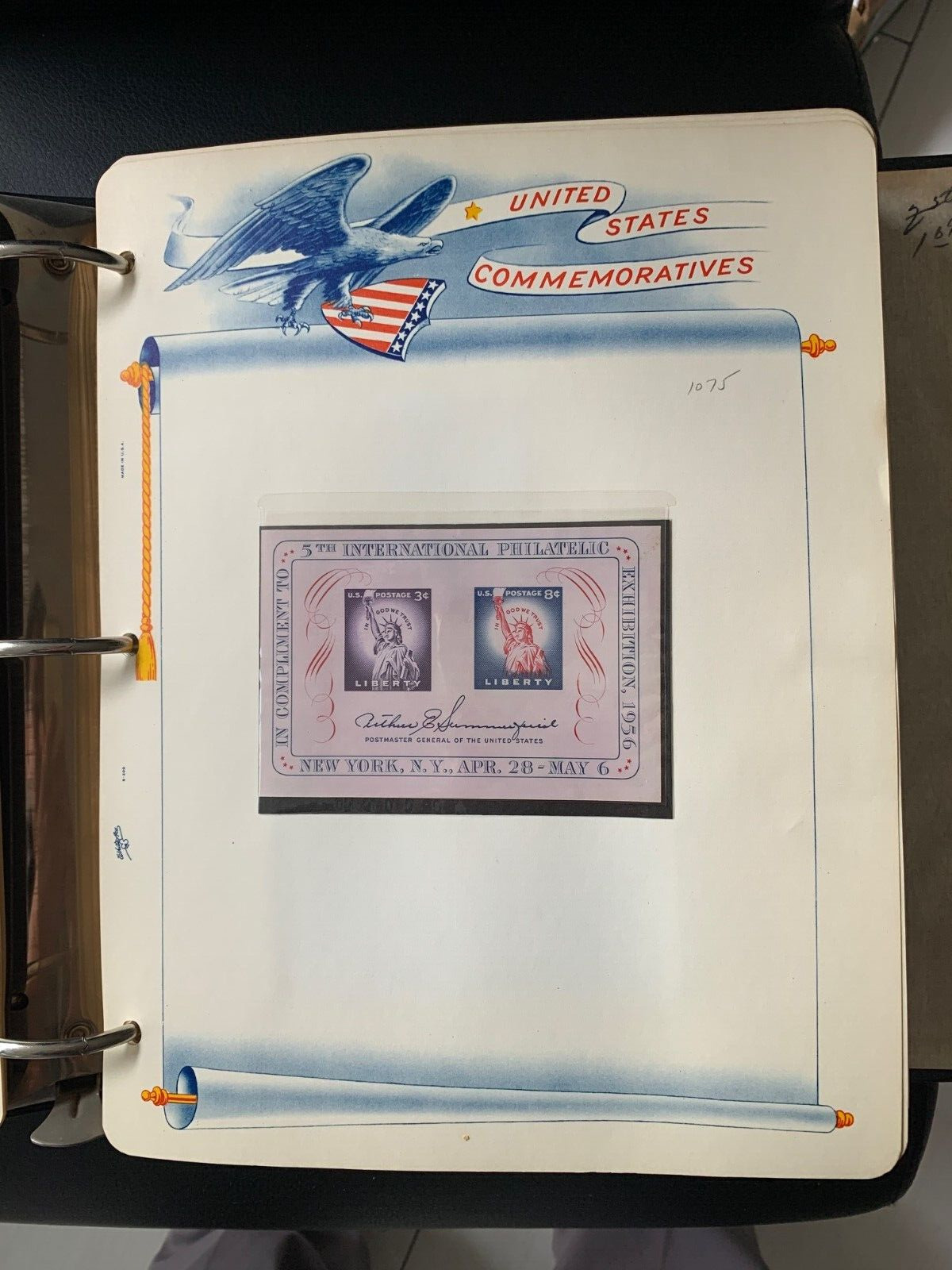 Scott #1075 Fifth Intl Philatelic Expo 3c/8c (Souvenir Sheet) 1956 Mint ...