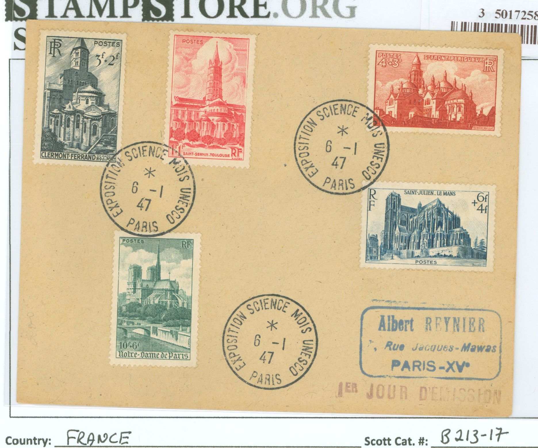 France B213-17 1947 Cathedrals | Europe - France & Colonies, Semi ...