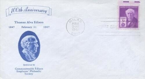 945 3c THOMAS ALVA EDISON - 1st Edison Emp Phil Soc | United States ...