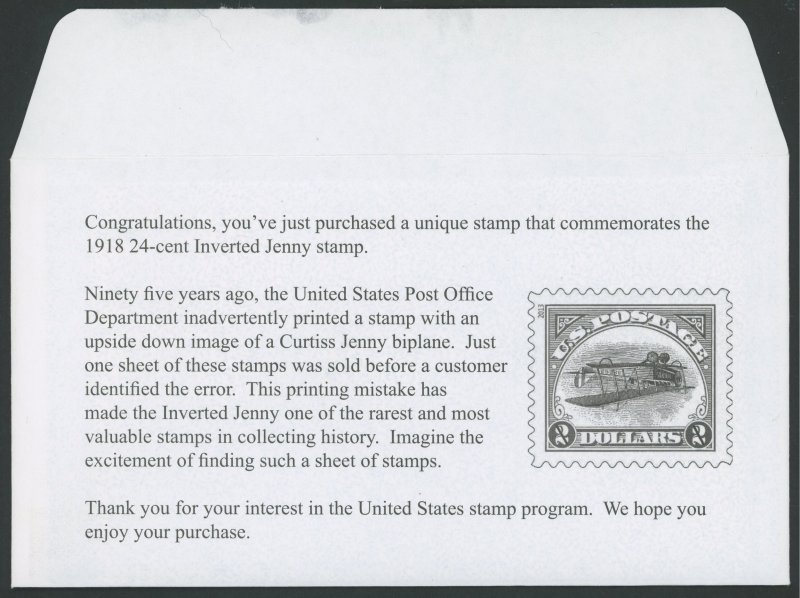 USA 4806 - 2 Dollar Inverted Jenny Mini Sheet + Original USPS envelope ...