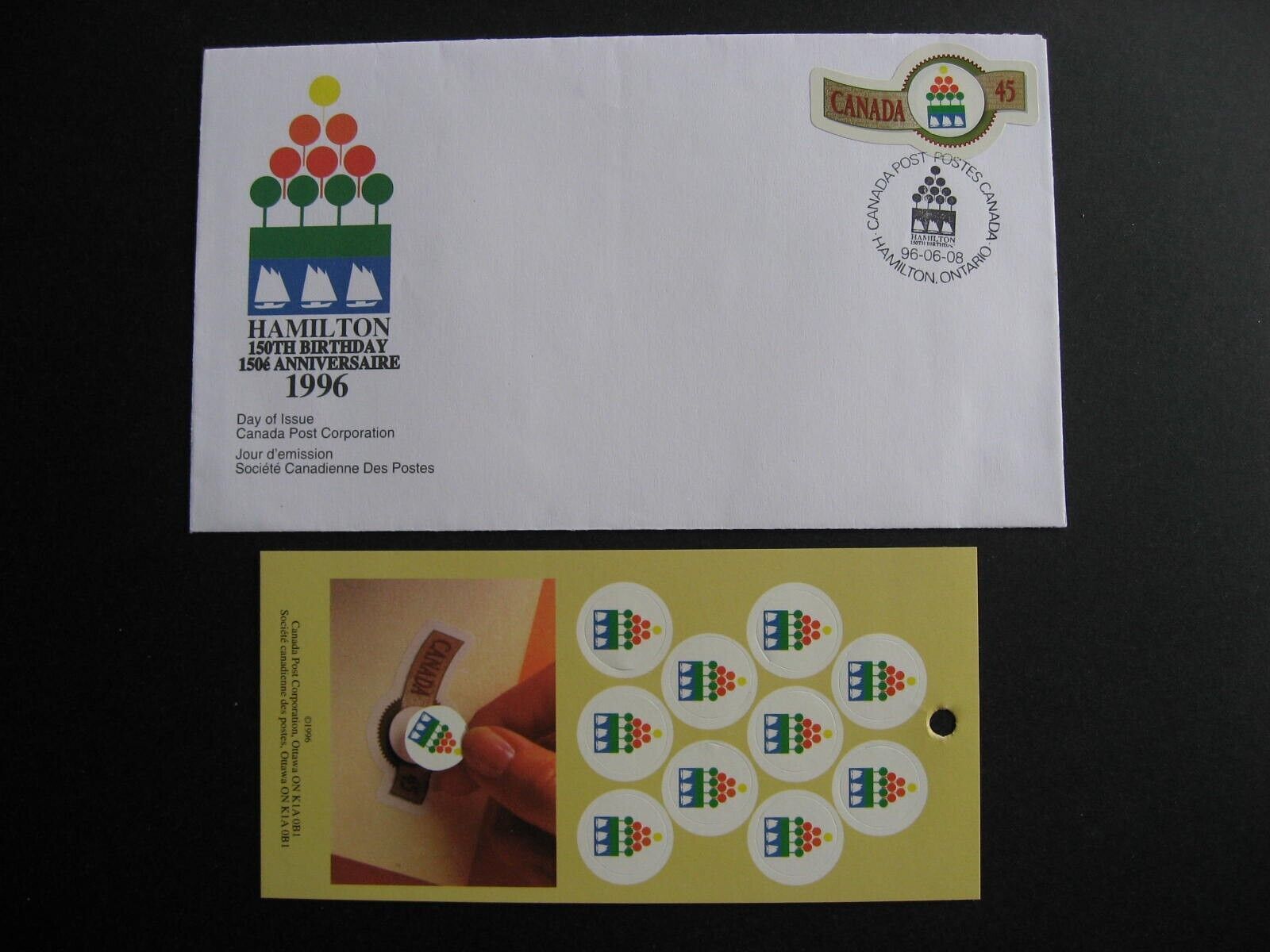 Canada Hamilton 150th cover greetings with special label plus a pack of ...