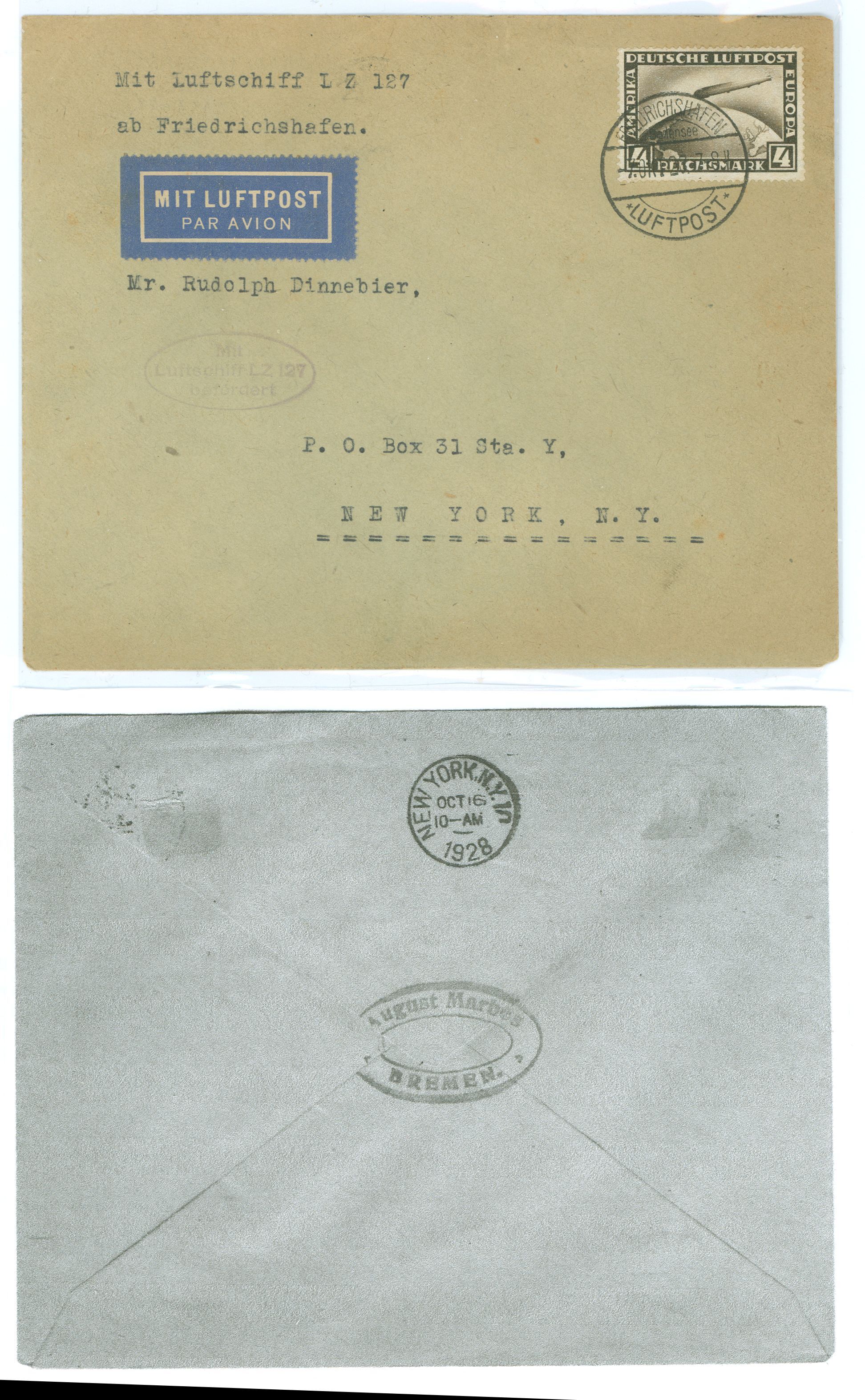 Germany C37 1928 4 mark Graf Zeppelin stamp Franking this October 1928 ...