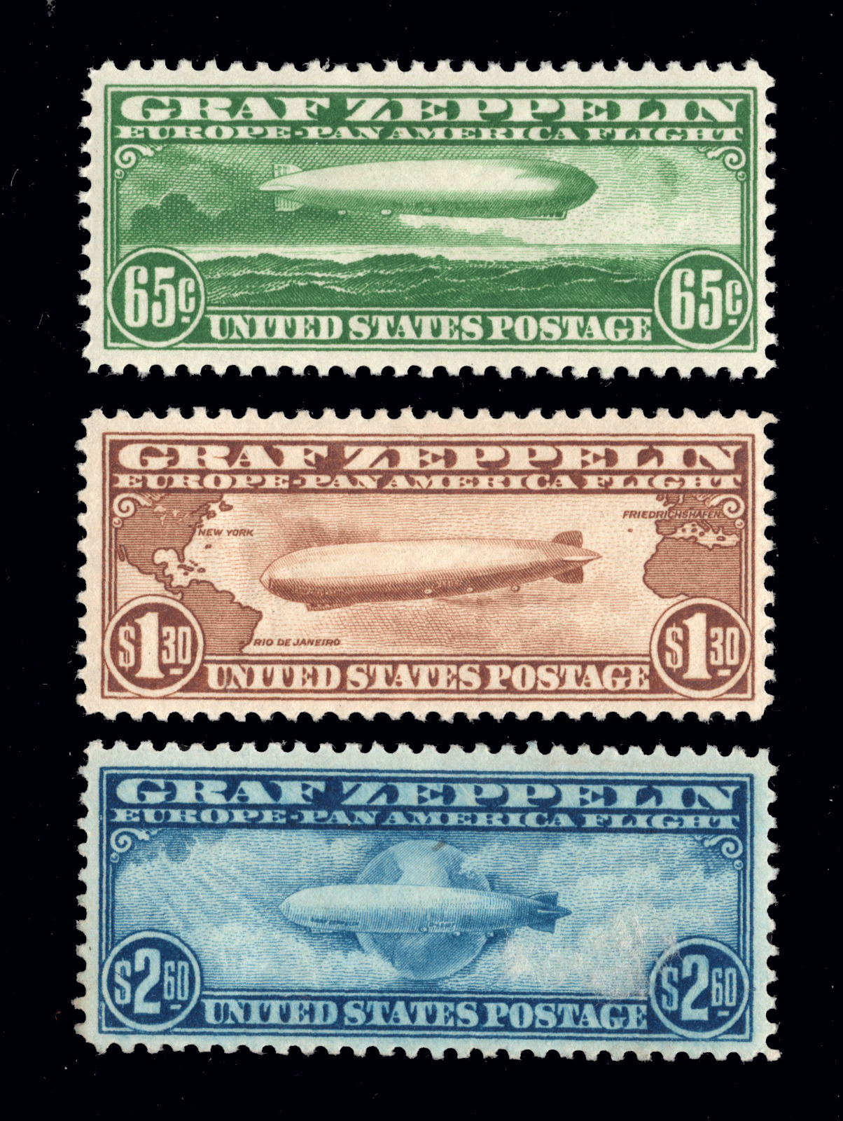 US Stamps #C13-C15 Graf Zeppelin SET Mint OG H LOT #93812* | United ...