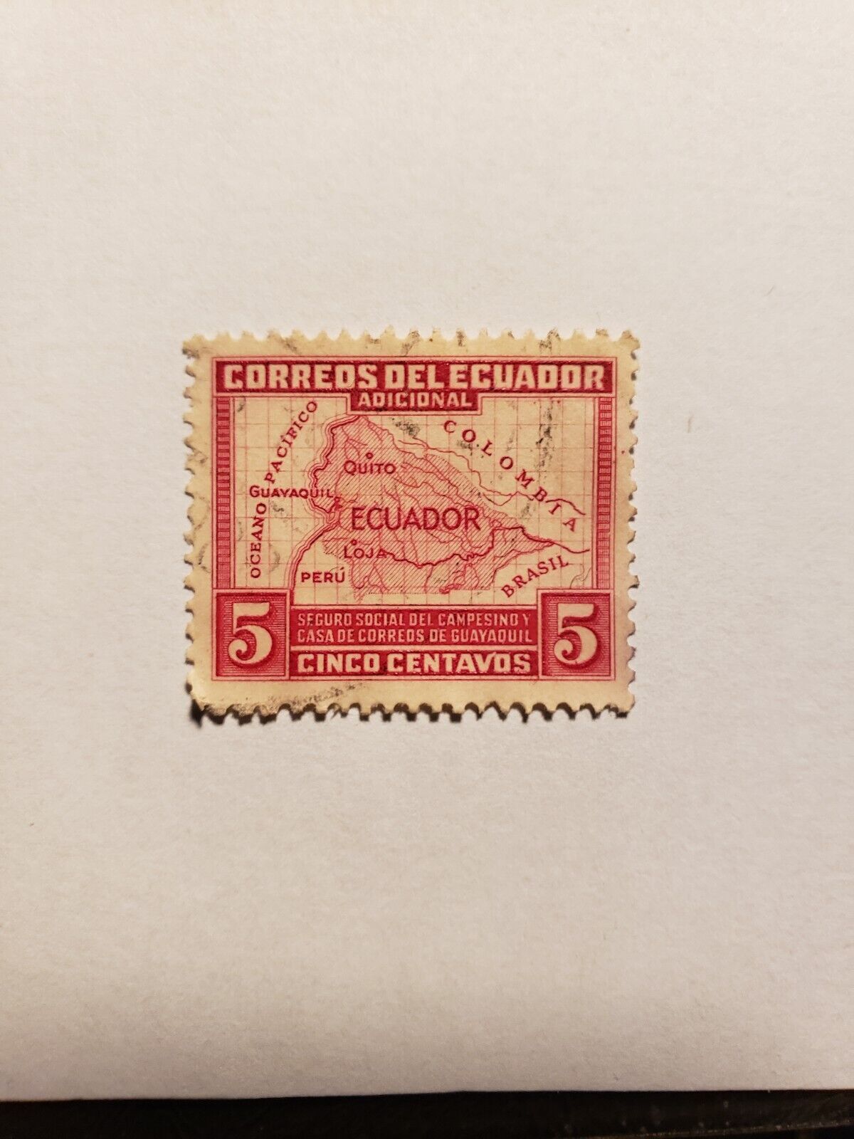 Stamp Latin America Ecuador 1938 Map of Ecuador sc# RA40, PT16 ...
