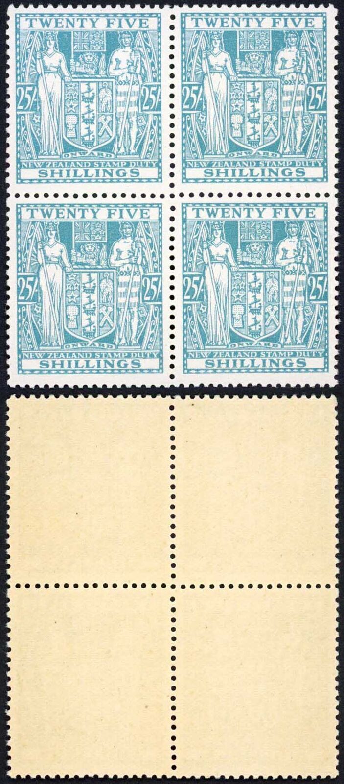 New Zealand SGF159 25 Shillings Block of 4 U/M Cat 2800++ Pounds ...