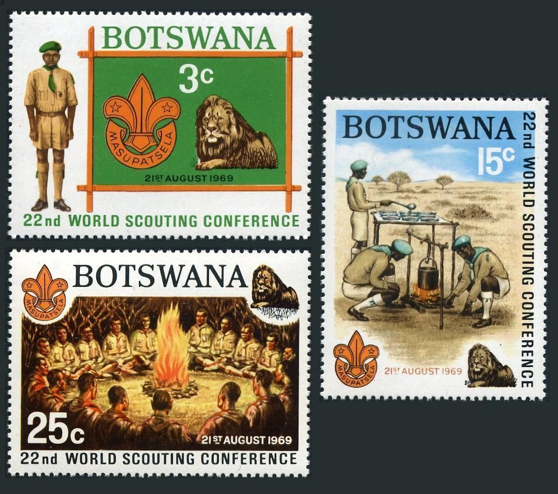 Botswana 51-53, MNH. Mi 51-53. World Scout Conference,1969. Lion ...