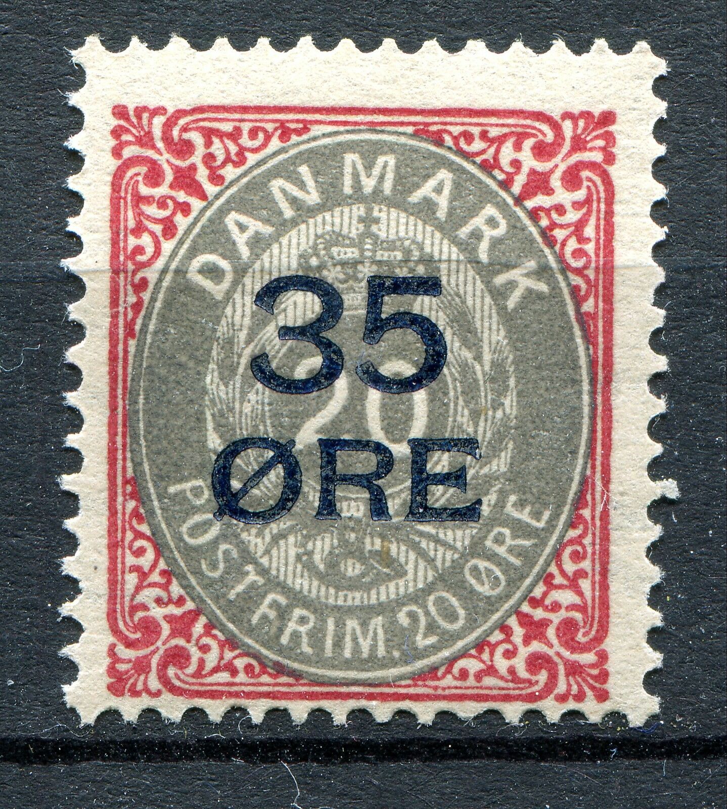 Denmark 1912 Scott 80 Facit 48 35 Ore on 20 Ore 2 Coloured Perfect MNH ...