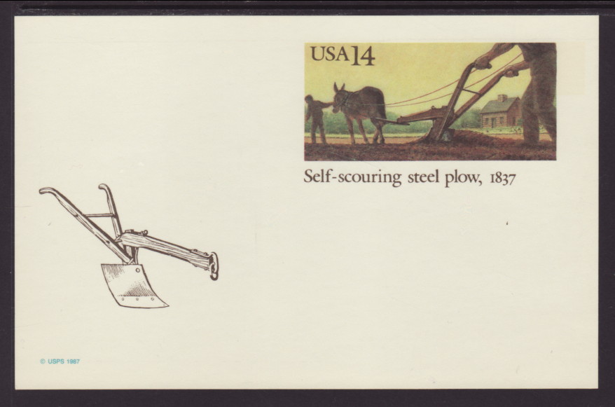 US UX115 Self Scouring Steel Plow Postal Card Unused / HipStamp
