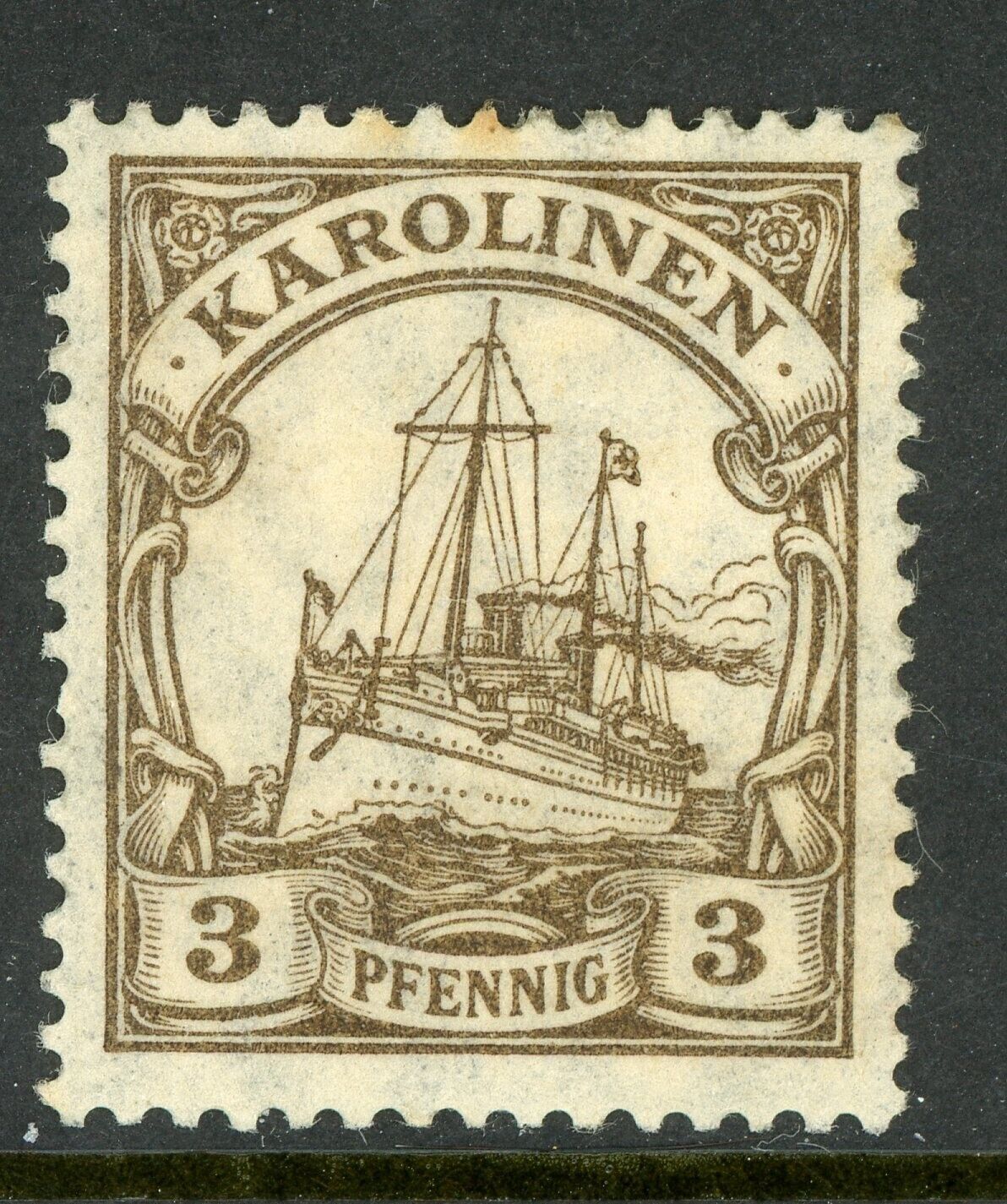 Caroline Islands 1919 Germany 3 pfg Yacht Ship Watermark Scott #21 Mint ...