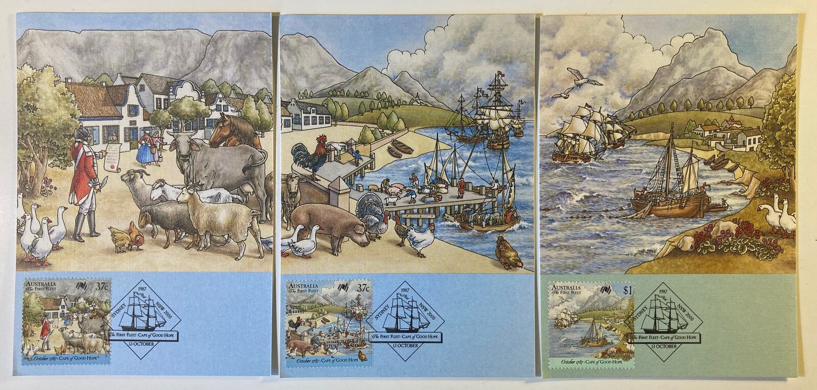 Australia 1987 FDC maxicard The First Fleet Cape of Good Hope ships ...
