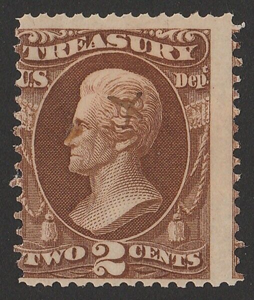 UNITED STATES 1873 Official Treasury 2c brown. Sc O73 cat US$125 ...