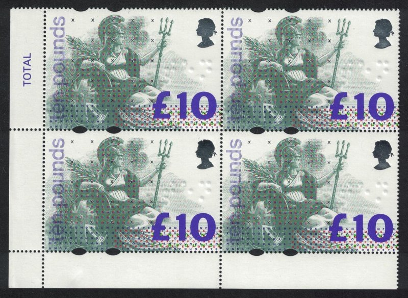 Great Britain Britannia £10 Corner Block of 4 1993 MNH SG#1658 | Great ...