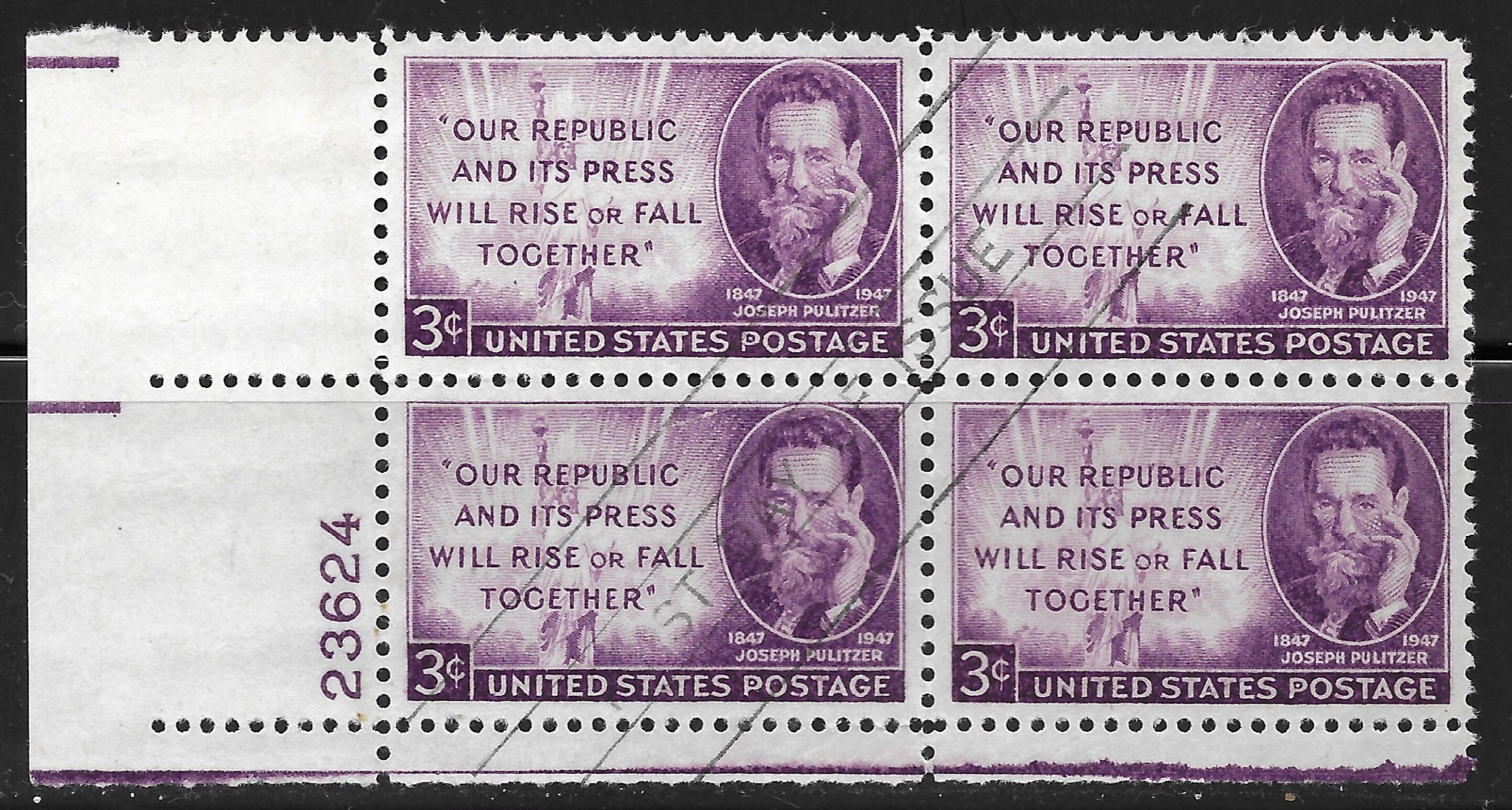 US #946 3c Joseph Pulitzer, Journalist & Statue of Liberty | United ...