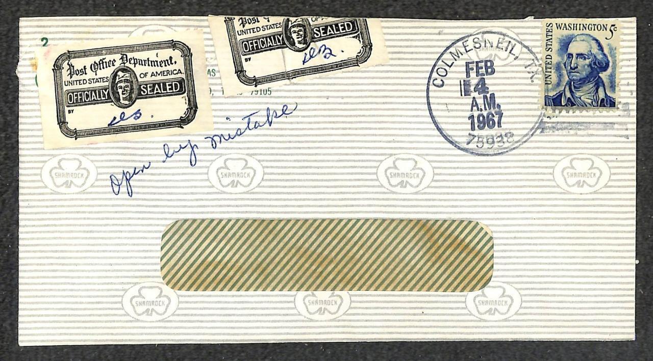 USA #1283 Stamp & Ox39 (X2) Official Seals Colmesneil Texas Gasoline ...