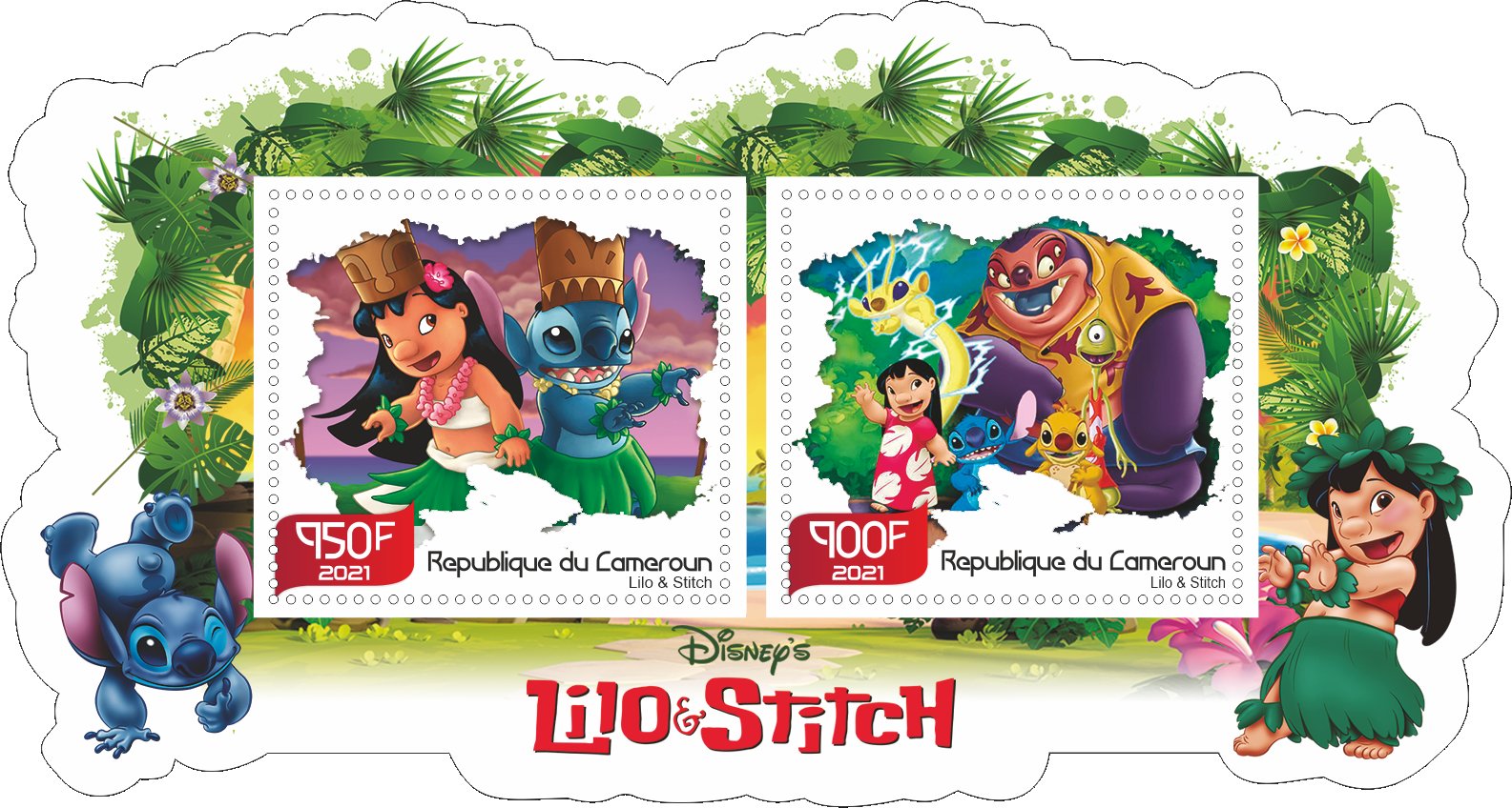 Stamps.Cartoons, Walt Disney. Lilo and Stich 1+1 sheets perf Cameroun ...