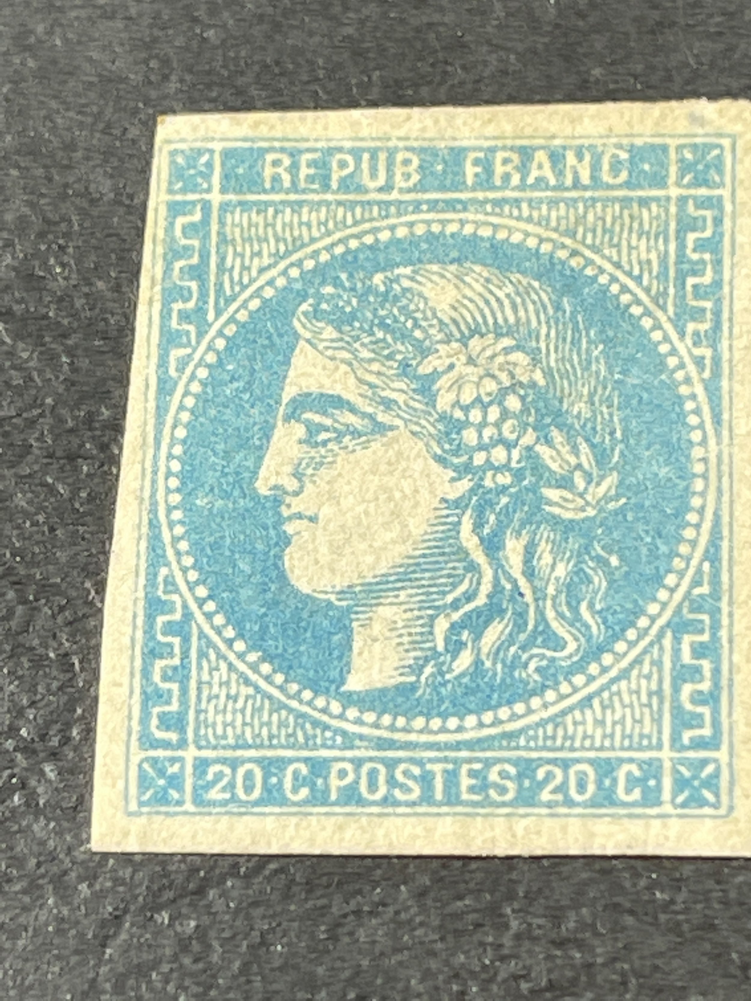 France # 45-Mint/Hinged(Toned/Crackled Gum)---Blue---Single--Imperf ...