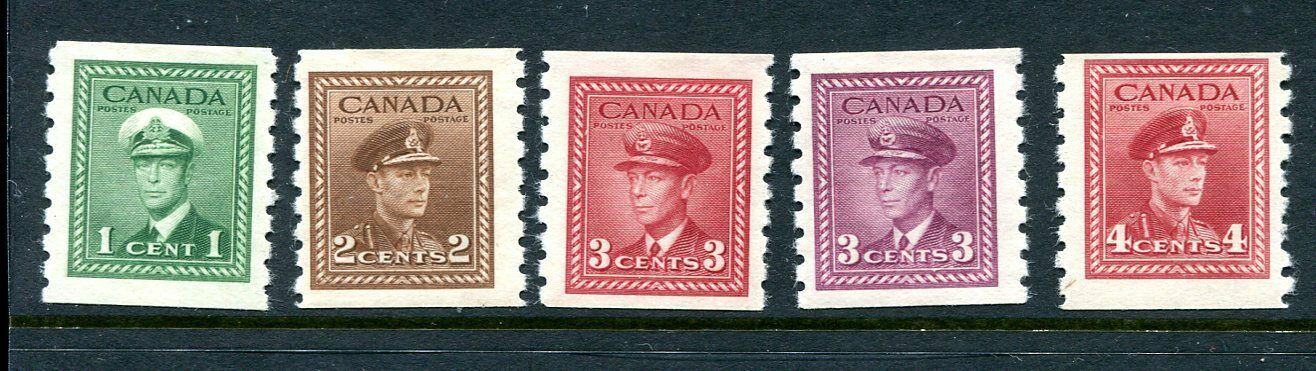 Canada Sc# 263 - 267 Complete Set Types of 1942 Coil Stamps / HipStamp
