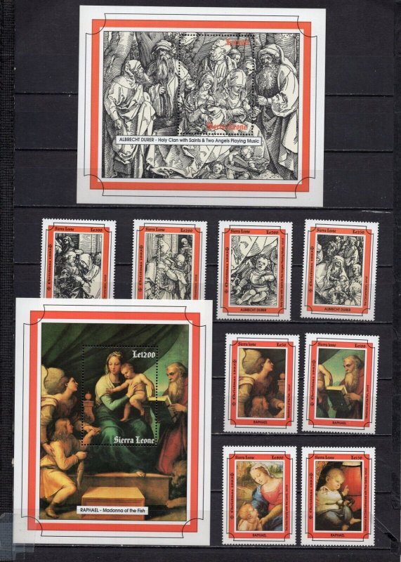 Sierra Leone 1993 Christmas Paintings by Raphael & Durer 8 Stamps & 2 S ...