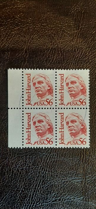 US Scott # 2190; used 56c J Harvard from 1991; block of 4; XF centering ...
