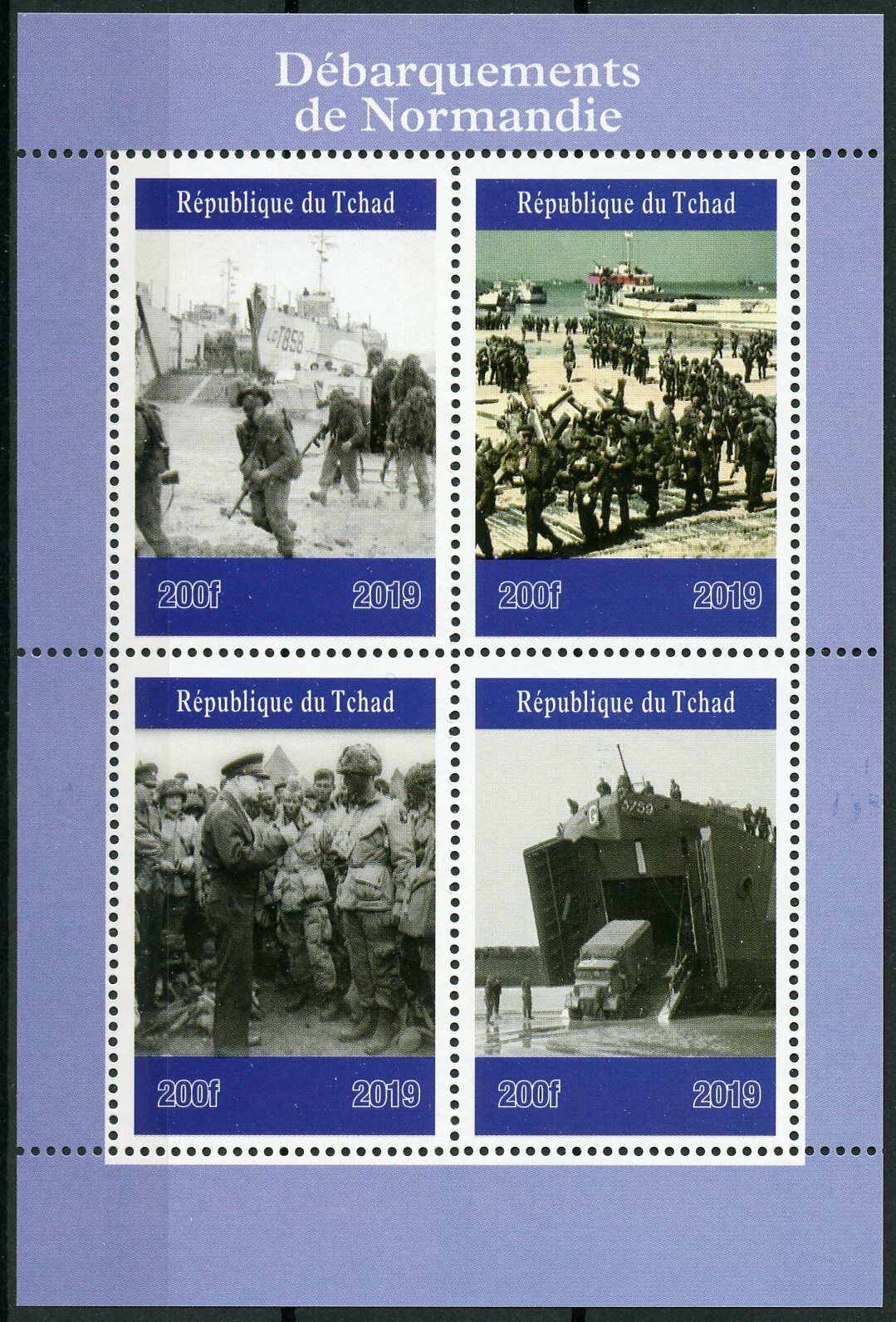 Chad 2019 MNH WWII WW2 Normandy Landings D-Day 4v M/S Military Ships ...