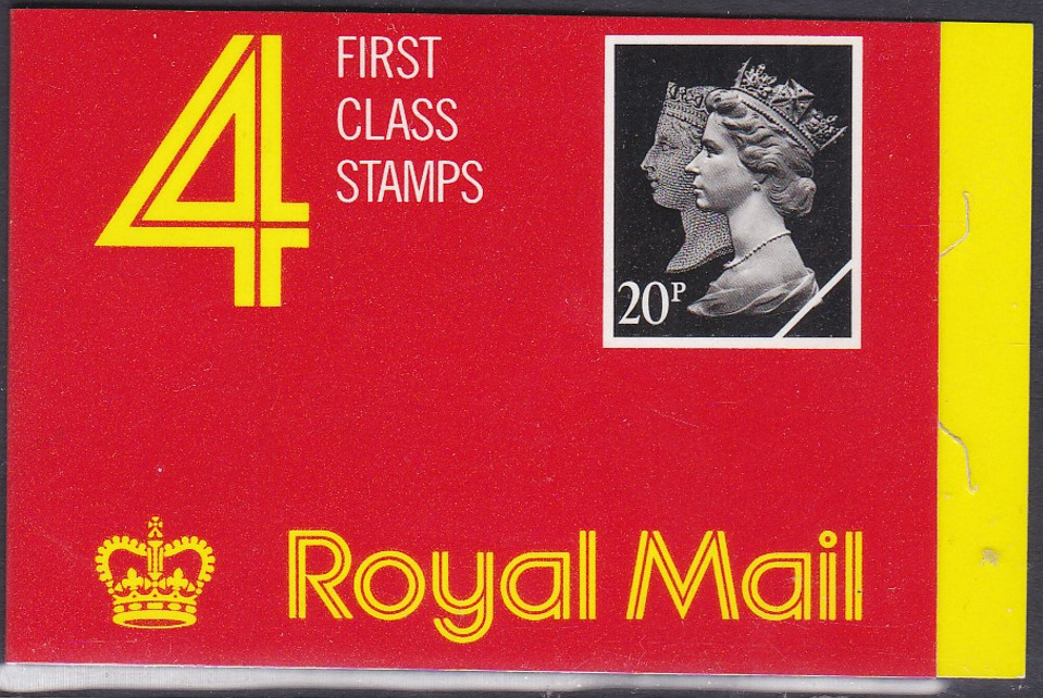 JB1 4 x "first class" (20p) stamps Barcode booklet - Cylinder W1W1W1 ...