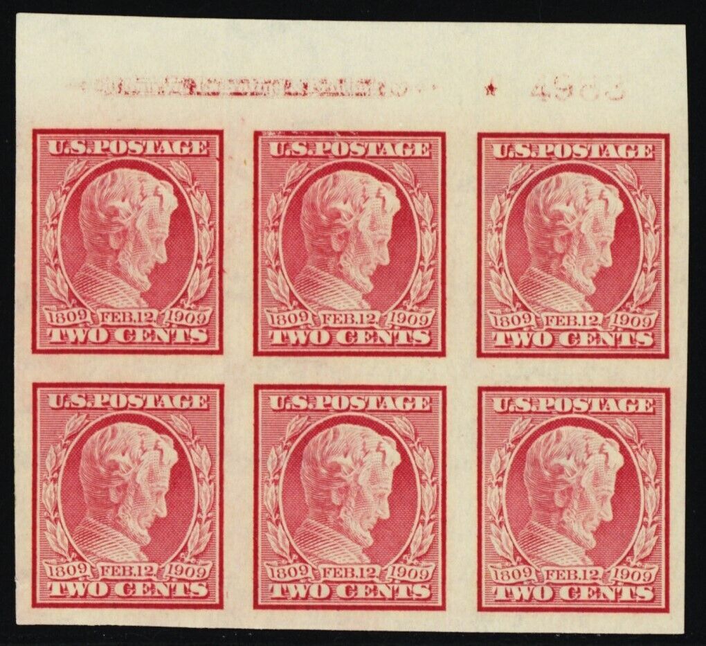 368, Mint VF H 2¢ Top Plate Block of Six Stamps - Stuart Katz | United ...