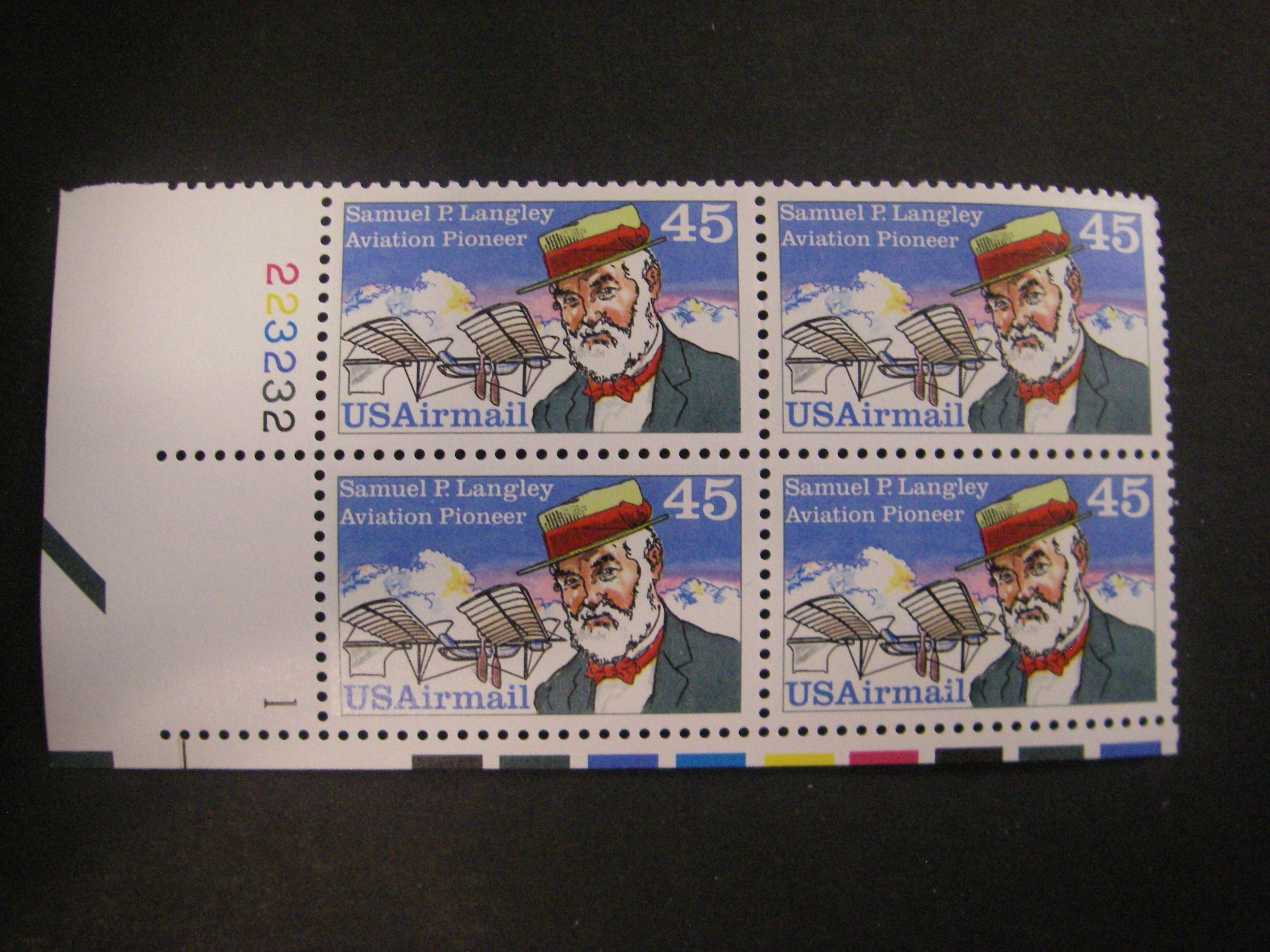 Scott C118, 45c Samuel Langley, PB4 #223232 1 LL, MNH Airmail Beauty ...