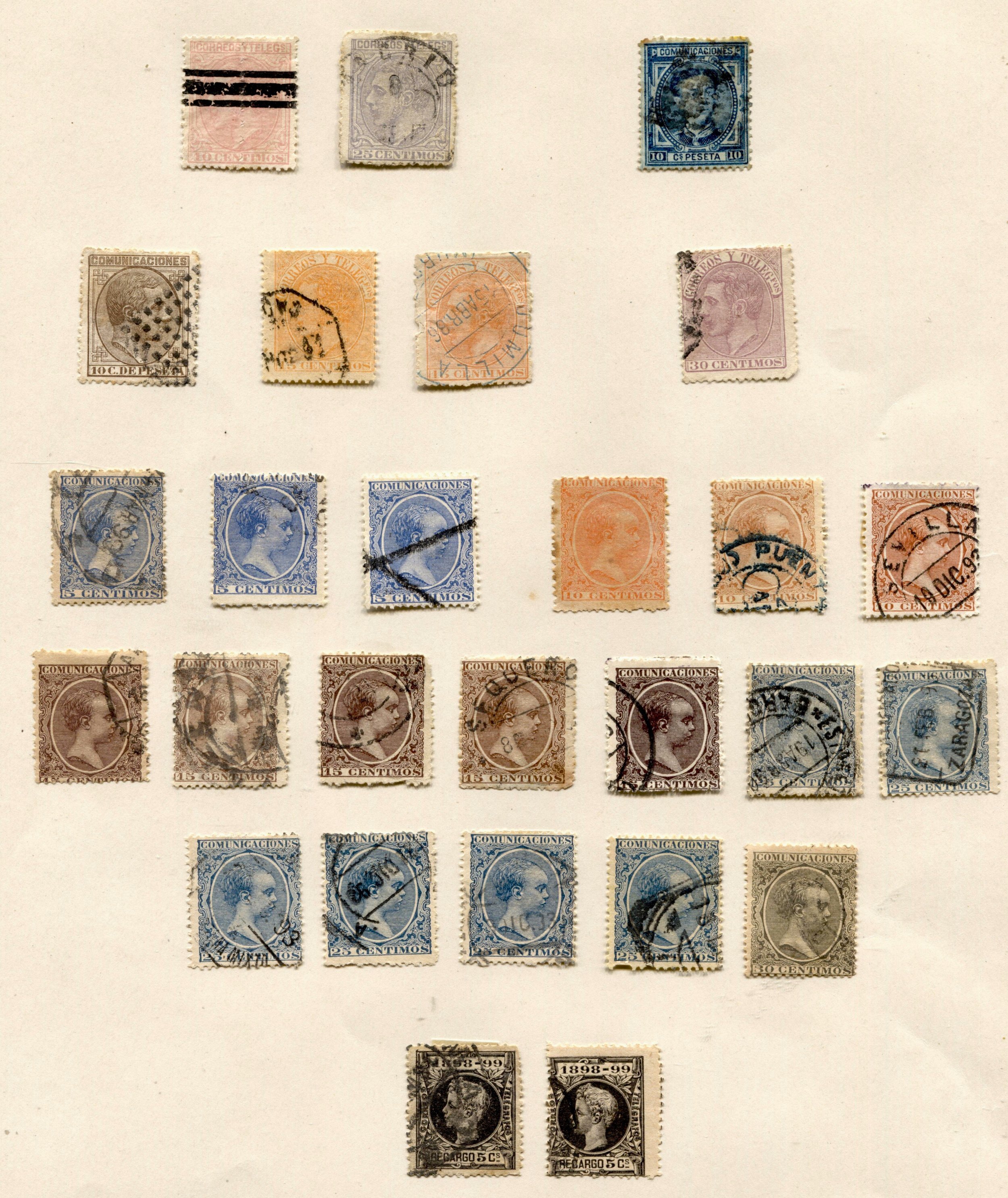 Spain Stamps #27 Early Issue Stamps on Album Page - Unchecked | Europe ...