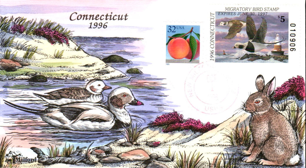 #CT4 Connecticut 1996 Duck Milford FDC | United States, Stamp / HipStamp
