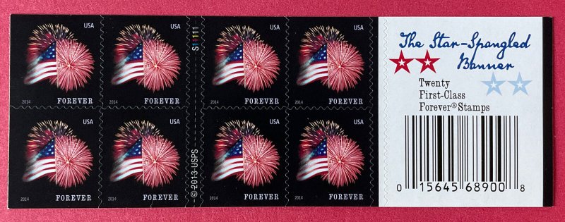 4870a THE STAR-SPANGLED BANNER Booklet Pane of 20 US Forever Stamps MNH ...