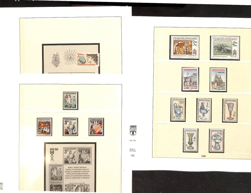 Czechoslovakia Stamp Collection in Linder Hingless Album, 1985-1989, 43 ...