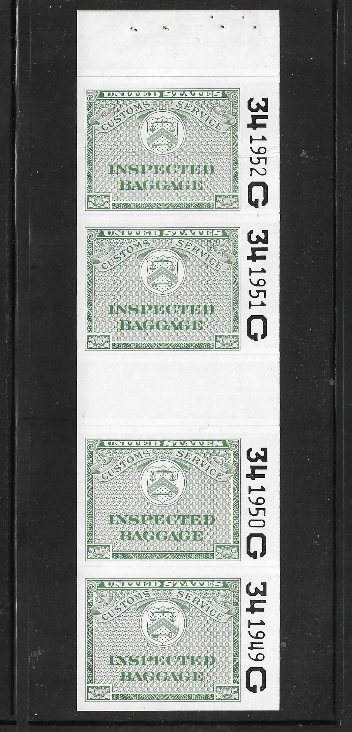 US Customs Service Stamps: Inspected Baggage; #CB161, Green (1970s ...