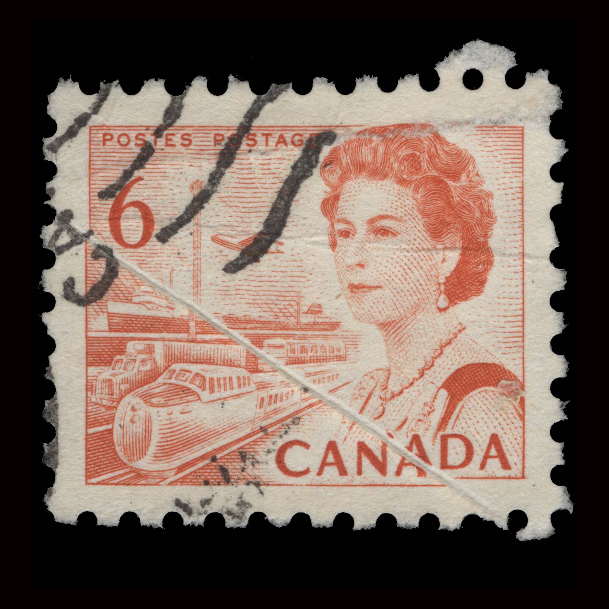 Canada 1968 (Variety) 6c Queen Elizabeth II with pre-printing paper ...