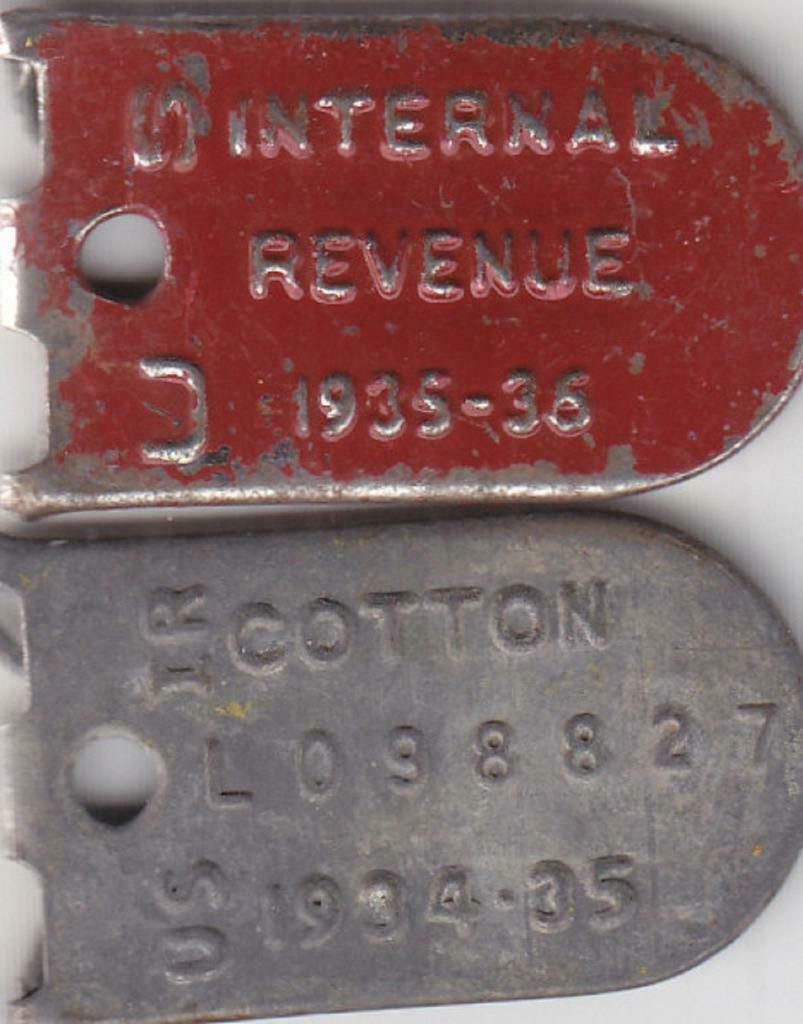 2 Different Cotton Bale Tag, Brass, Type XIV (36090) | United States ...